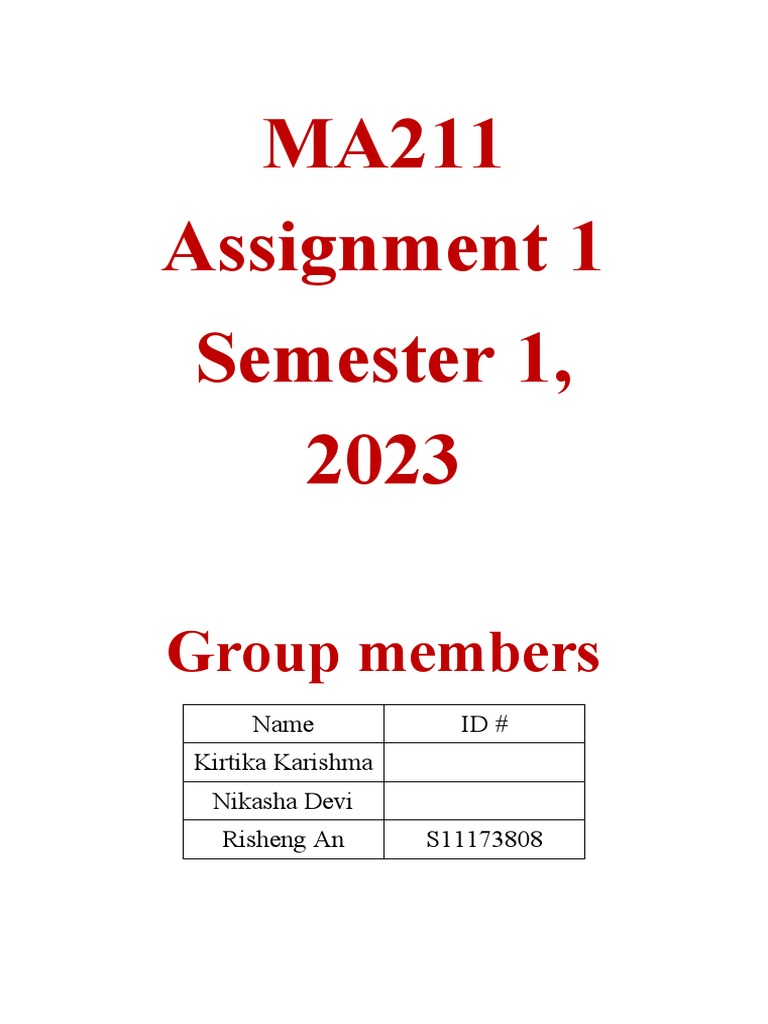 MA211 Assignment 1 Cover Page | PDF
