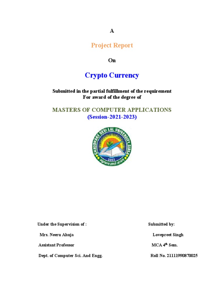 Crypto Currency: Project Report | PDF