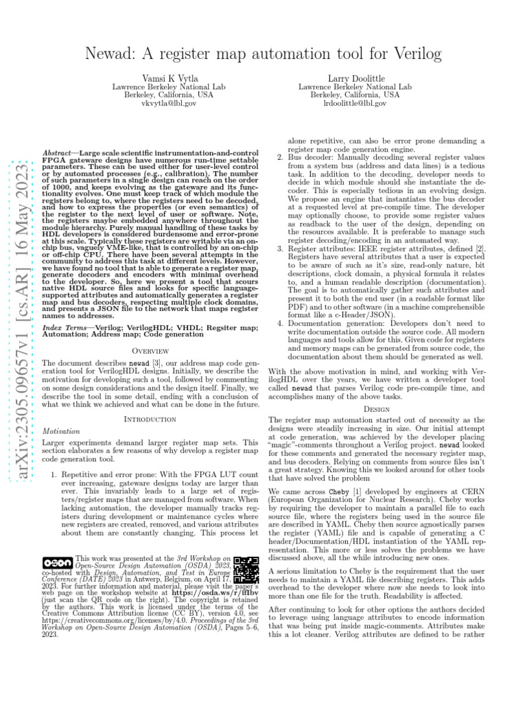 Newad_A_register_map_automation_tool_for_Verilog | PDF | Hardware Description Language | Vhdl