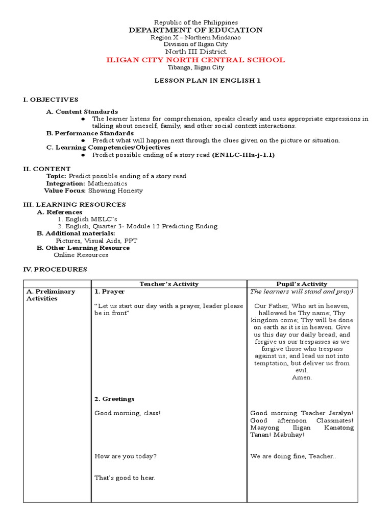 FINAL DETAILED-LESSON-PLAN_Predict Possible Ending.docx (1) | PDF ...
