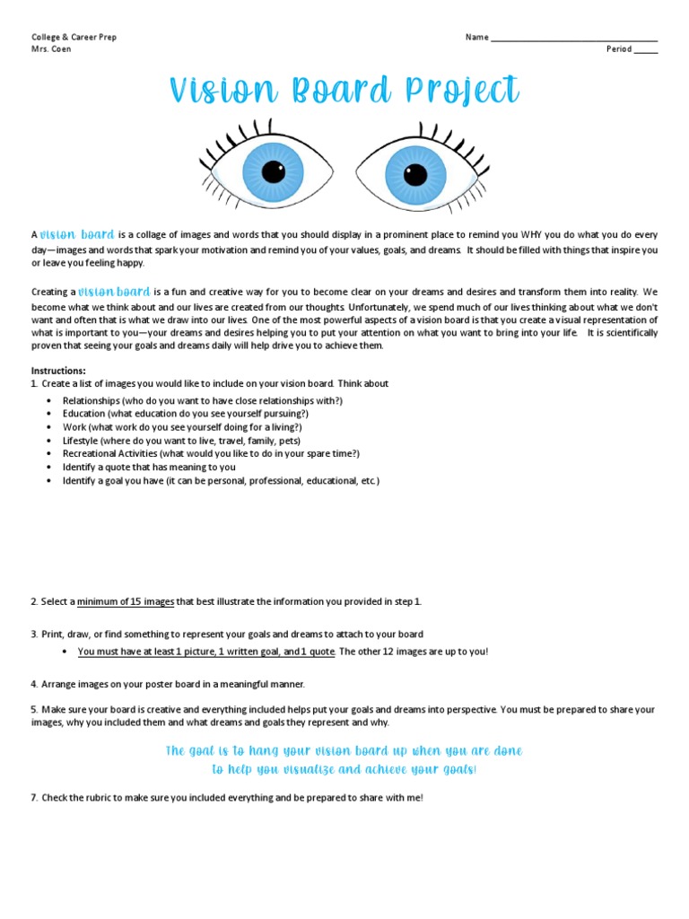 Vision Board Project Guidelines | PDF | Dream | Cognitive Science