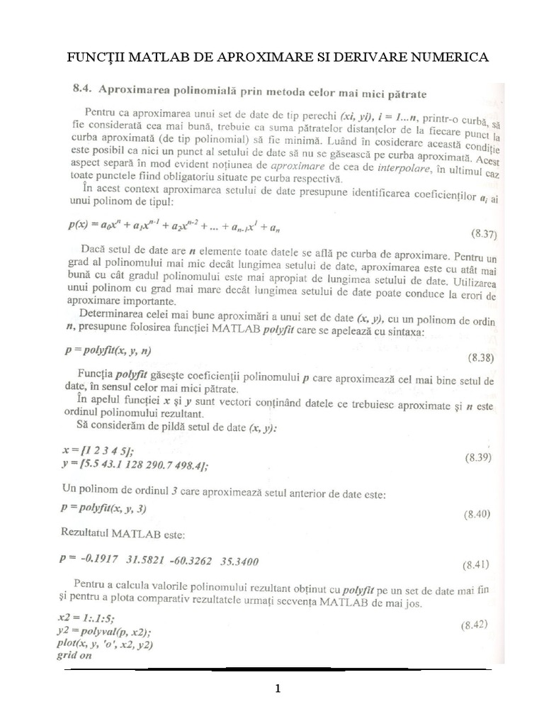 Laborator Metode Numerice - Aproximarea Si Derivarea Numerica | PDF