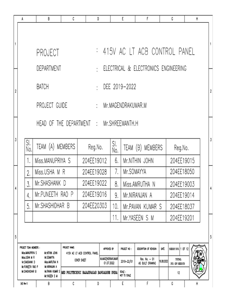 As Built Drawing For Acb Control Panel | PDF