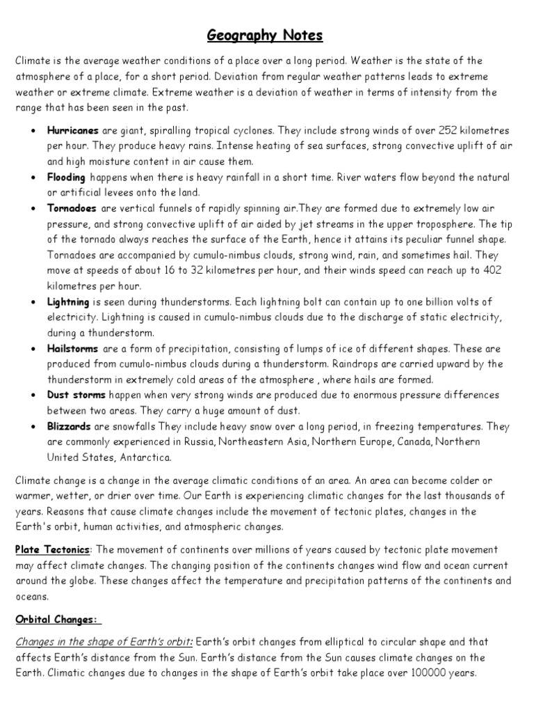Geography Notes | PDF | Climate Change | Thunderstorm