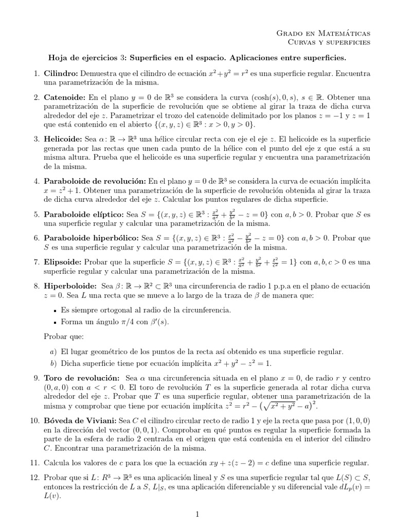 Relación de Ejercicios 3 | PDF | Hélice | Geometria plana)