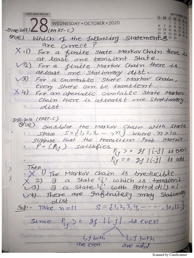 MARKOV CHAIN Statistics Lect 4 @NTA CSIR NET MATHEMATICS | PDF