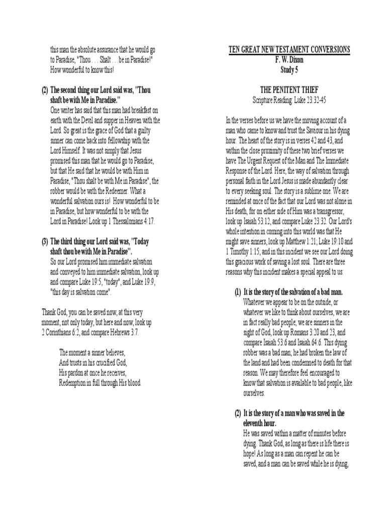Study 05 The Penitent Thief (Read-Only) | PDF | Jesus | Heaven