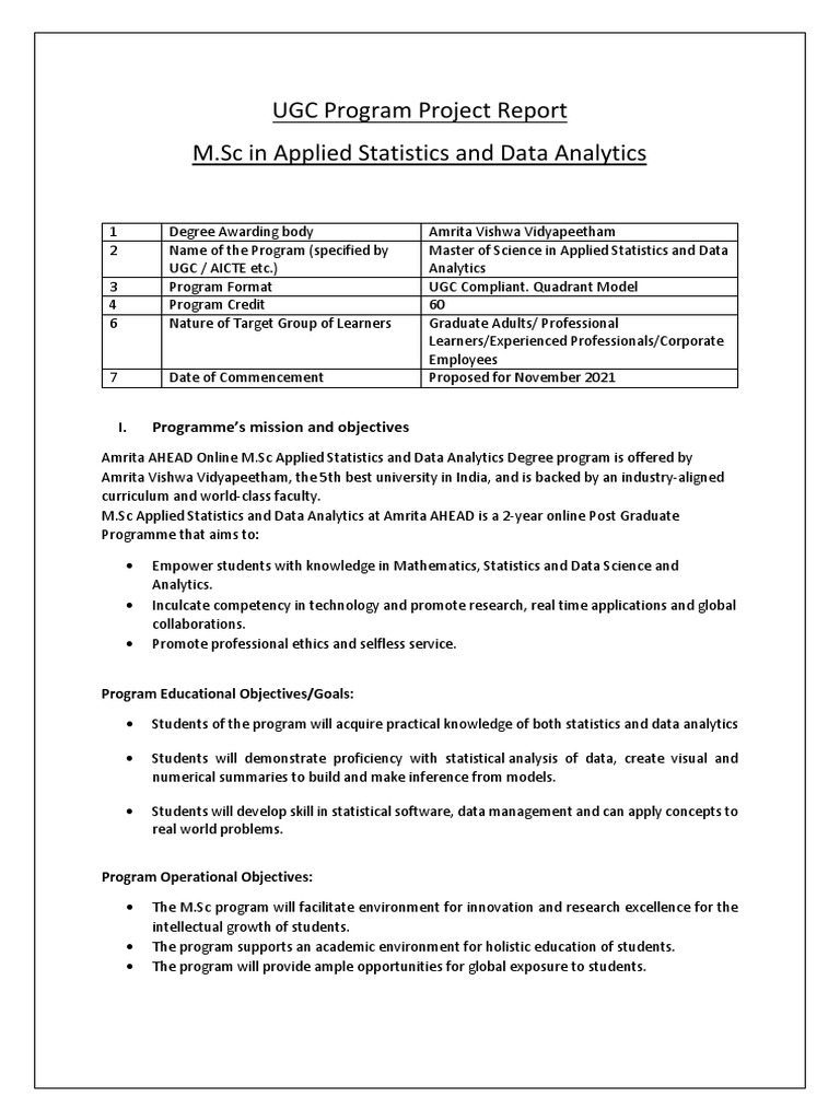 Amrita Ahead MSC Applied Statistics Data Analytics Program Project Report 2021 | PDF | Cisco ...