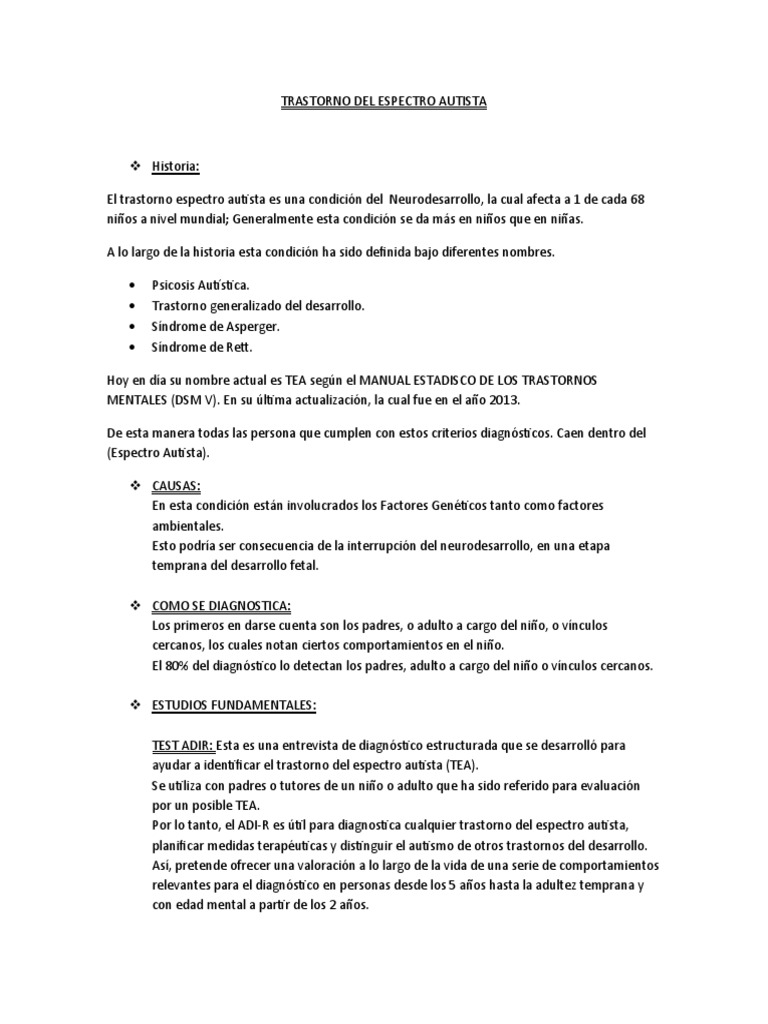 Trastorno Del Espectro Autista Pdf 