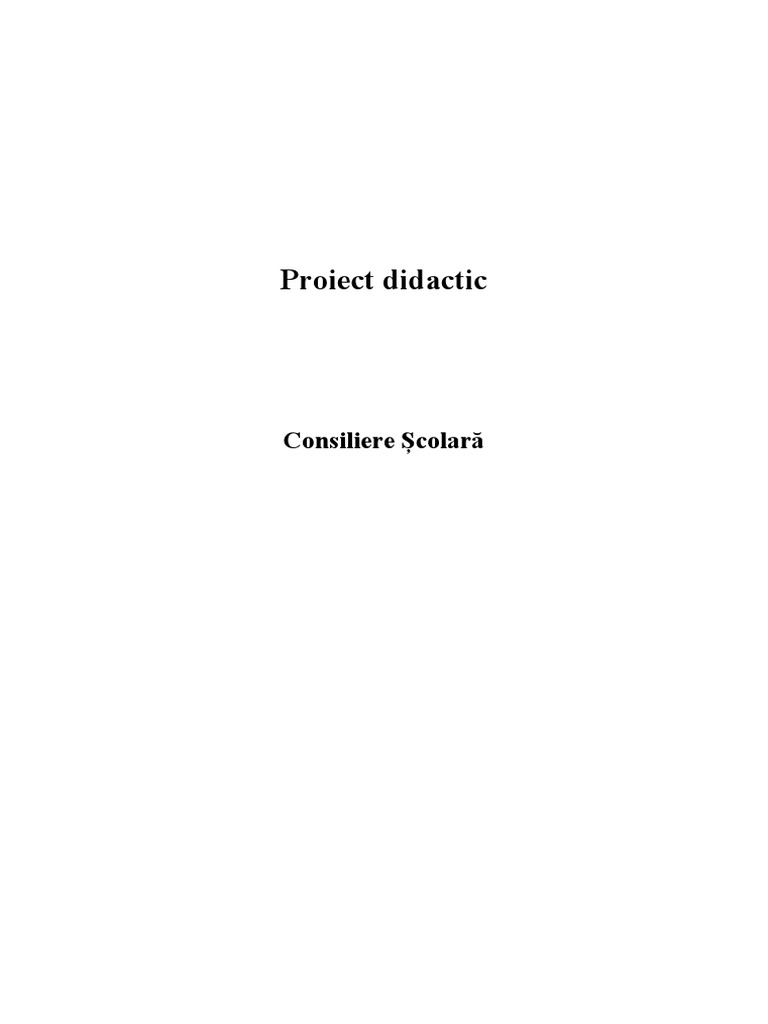 Plan de Lectie Consiliere | PDF