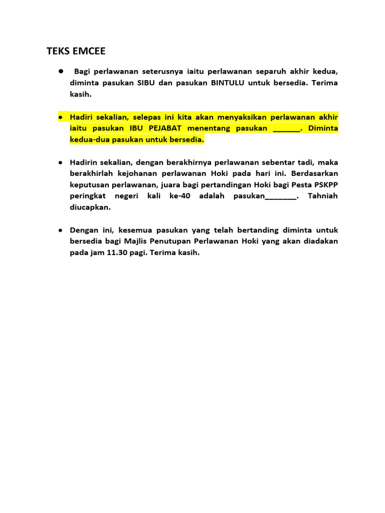 Teks Emcee Mesyuarat Pibg | PDF