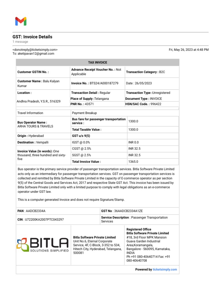 Gmail Gst Invoice Details Pdf Invoice Payments