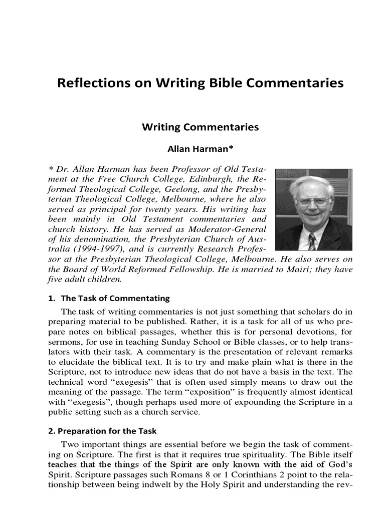 Reflections On Writing Bible Commentaries | PDF