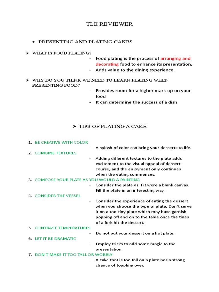 Tle Reviewer | Download Free PDF | Cakes | Custard