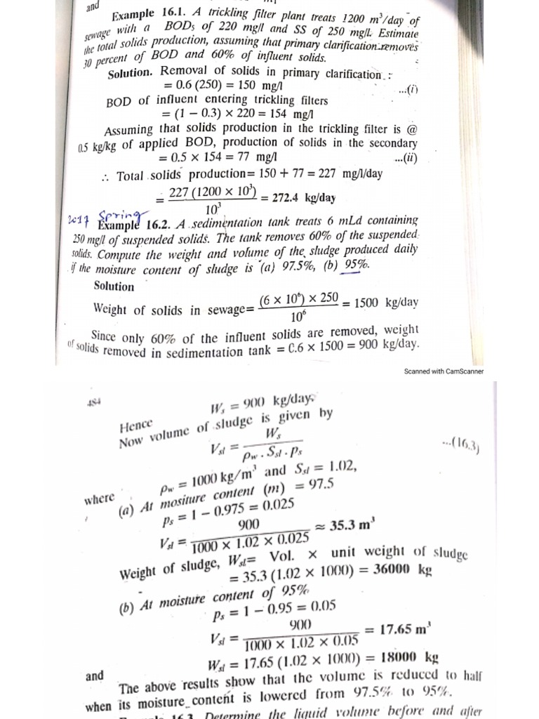 Ch. 7 Sludge Treatment and Disposal Numerical | PDF