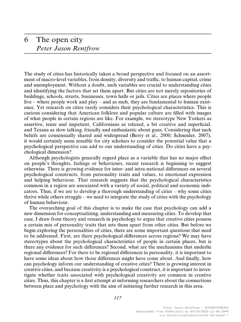 6 The Open City: Peter Jason Rentfrow | PDF