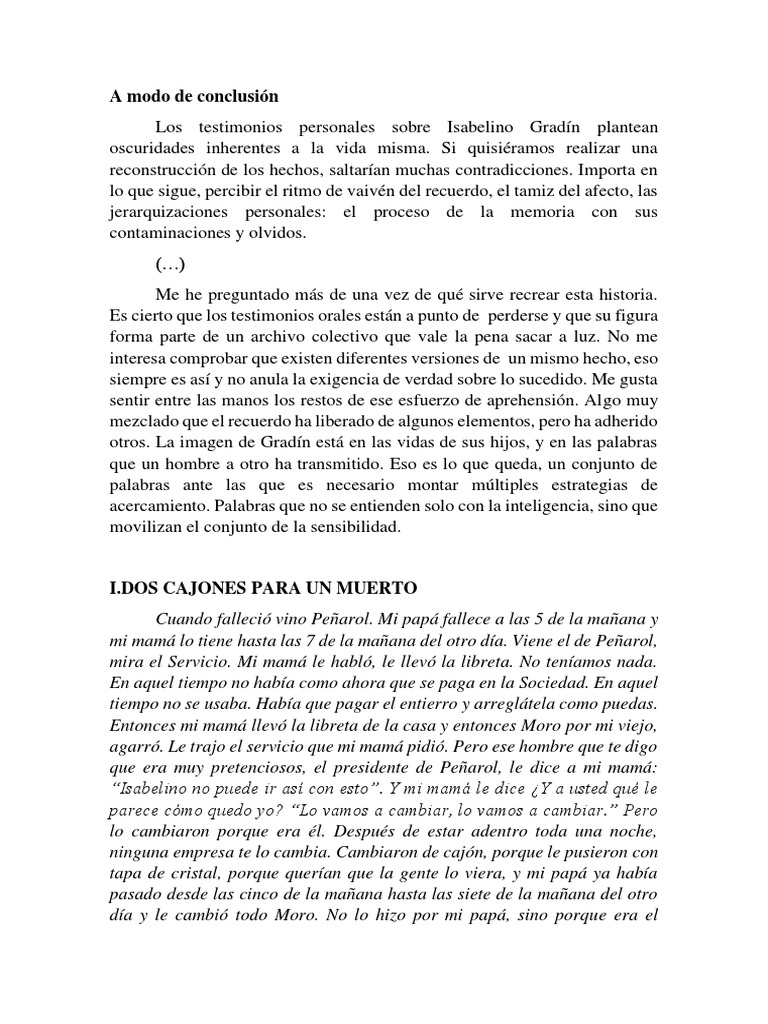 Isabelino+Gradín +testimonio+de+una+vida | PDF | Testimonio