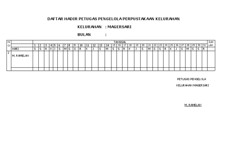 Master DAFTAR HADIR PETUGAS | PDF