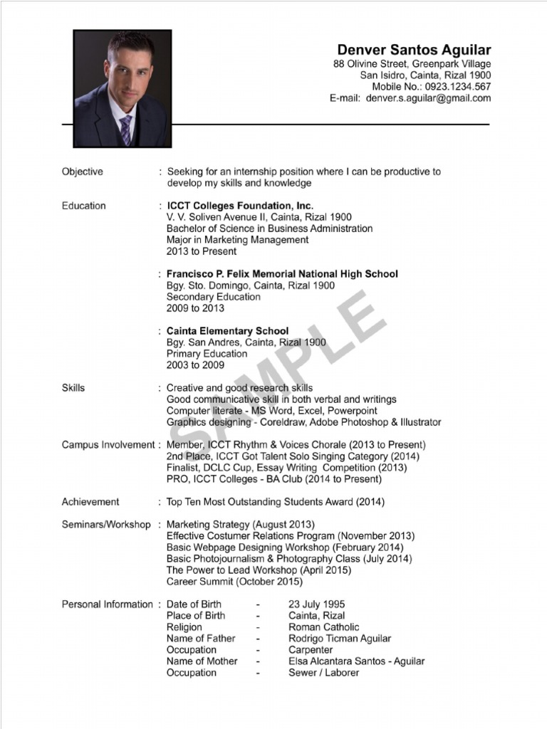 SIP Resume Sample 1 | PDF