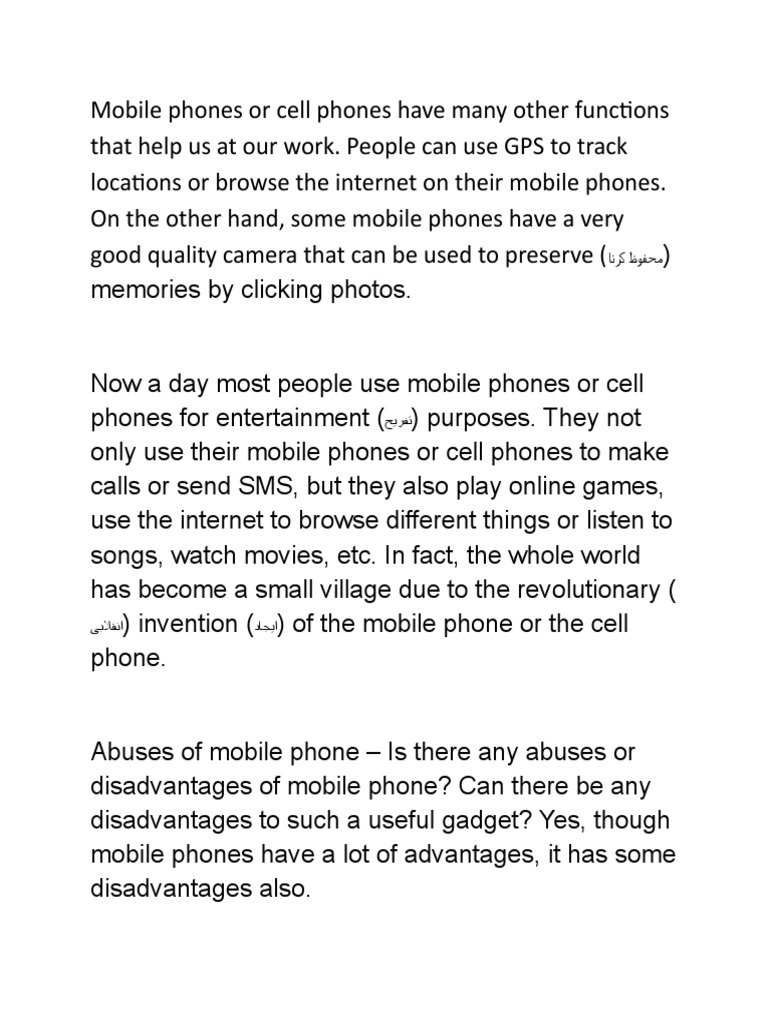 Uses and Abuse of Mobile | PDF | Mobile Phones | Internet