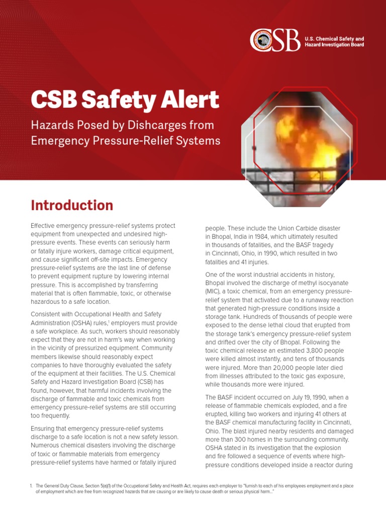 Discharge From Pressure Relief Systems Safety Alert 1678251357 | PDF ...