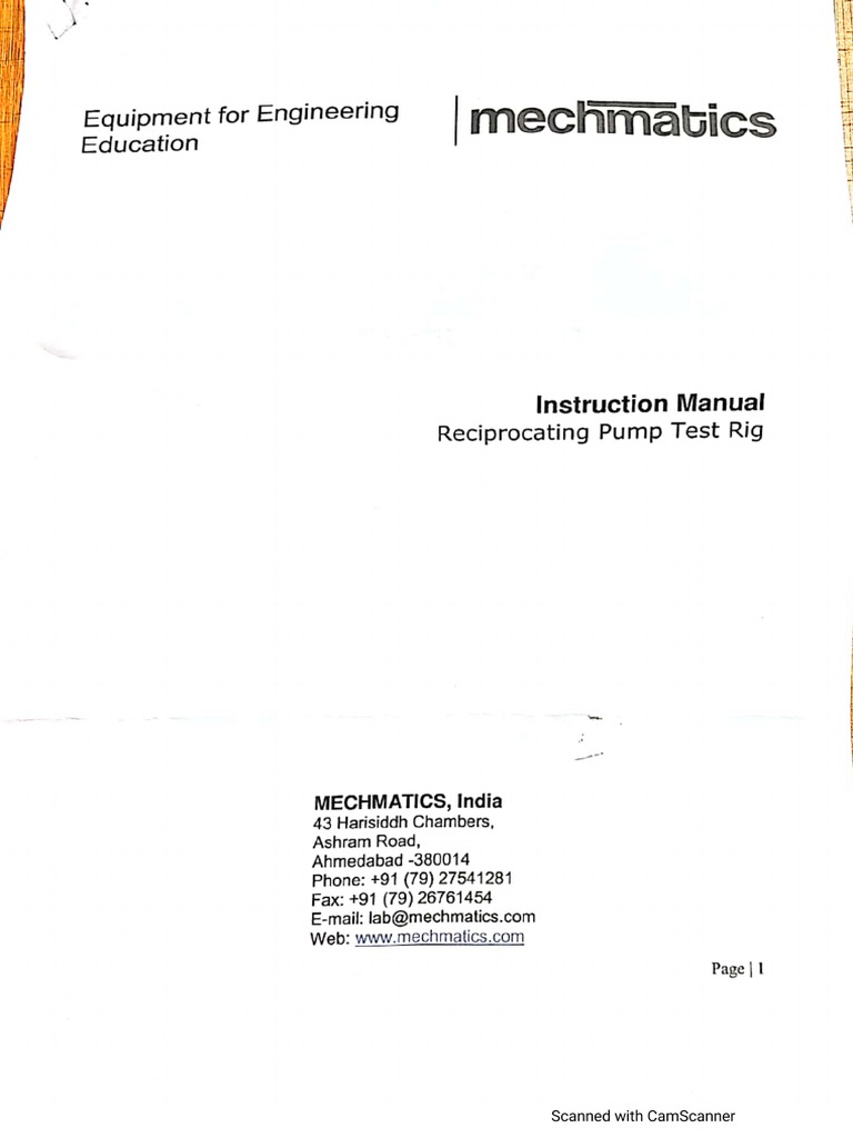 Reciprocating Pump Test Rig | PDF