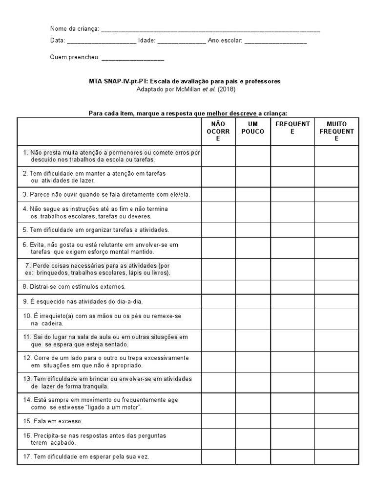 Snap-IV Pais e Prof (1) | PDF