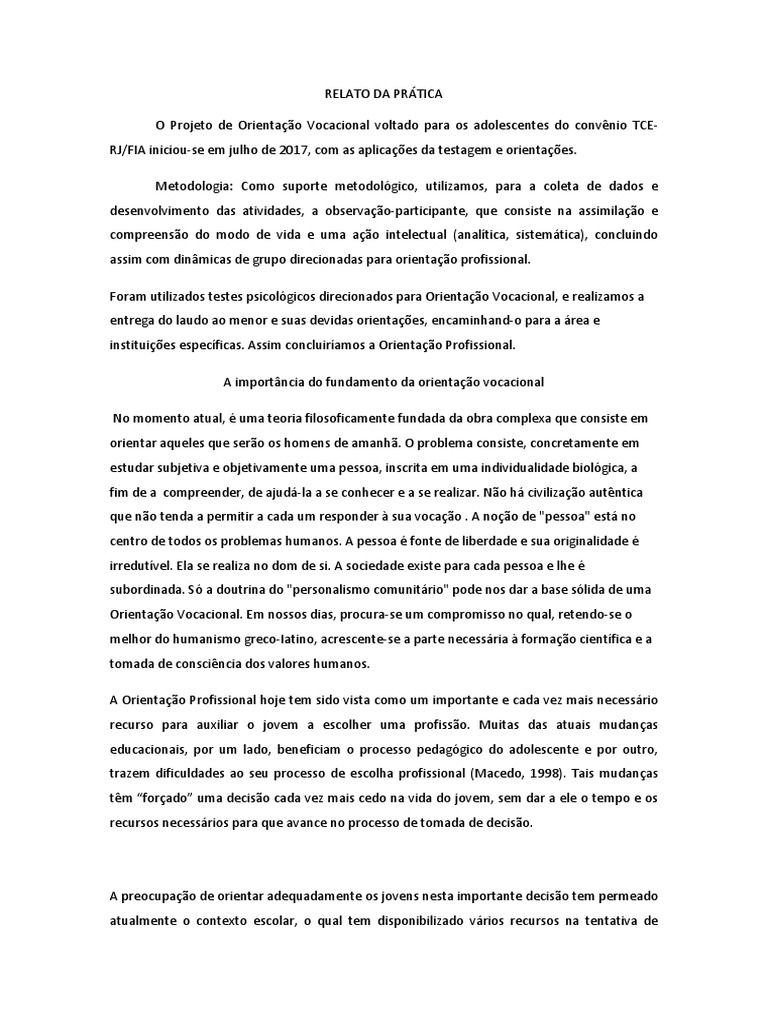 Orientacao Vocacional CMA | PDF | Adolescência | Tomada de decisões