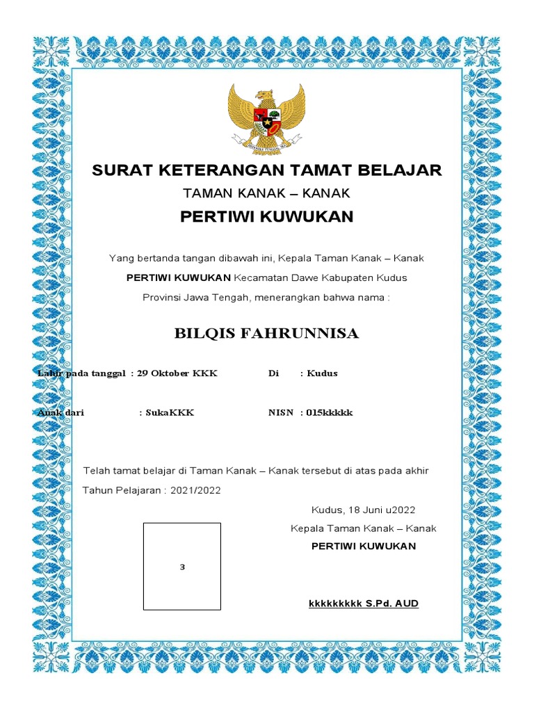 Ijazah TK | PDF