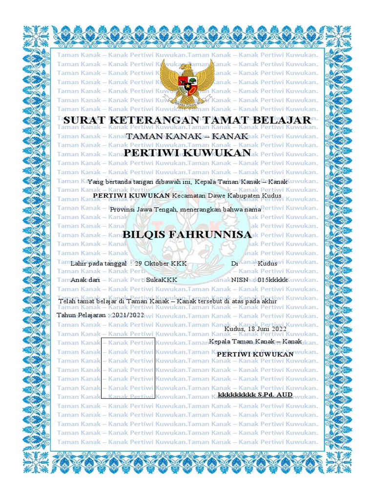Ijazah TK | PDF