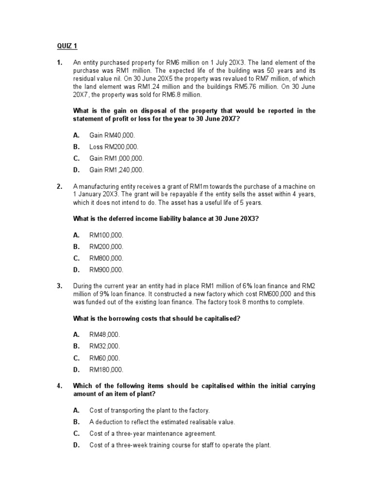 FAR510 - Quiz 1 | PDF