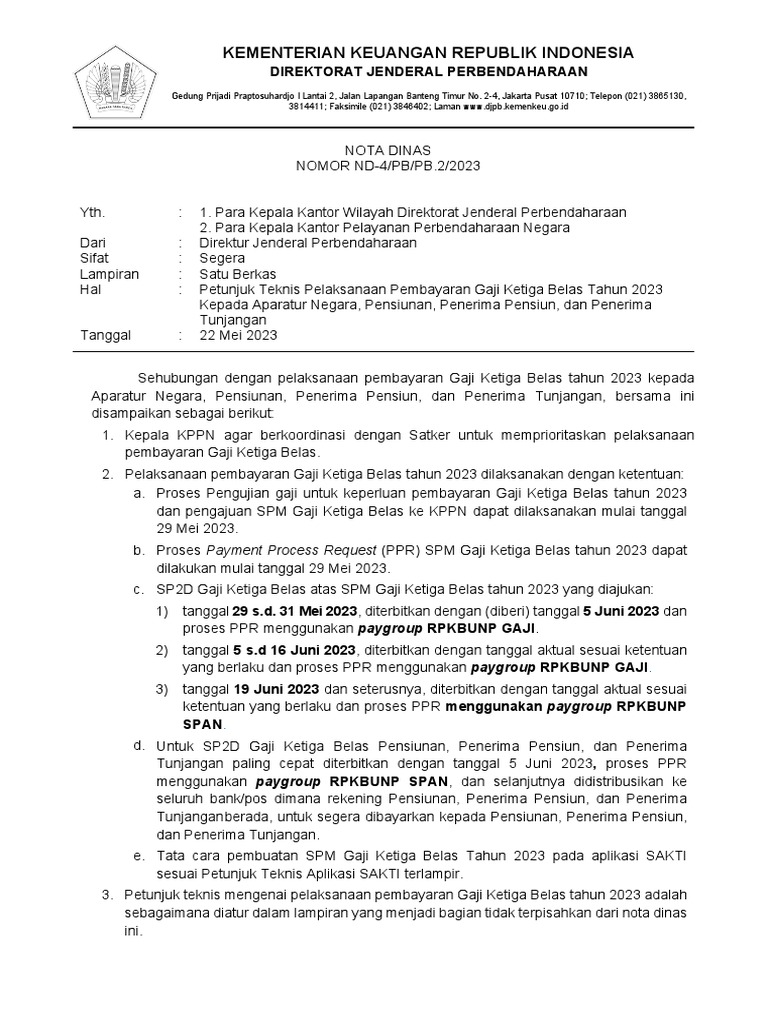 Petunjuk Teknis Pelaksanaan Pembayaran Gaji Ketiga Belas Tahun 2023 ... Petunjuk Teknis Pelaksanaan Pembayaran Gaji Ketiga Belas Tahun 2023 ...