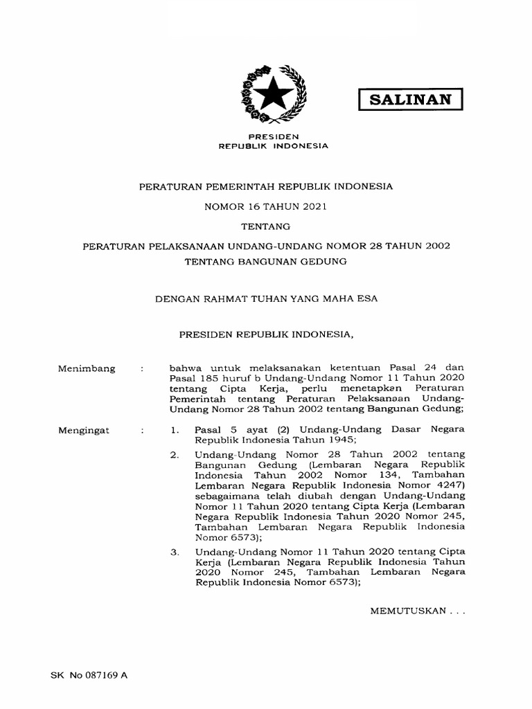 PP16 Tahun 2021 PPBG | PDF