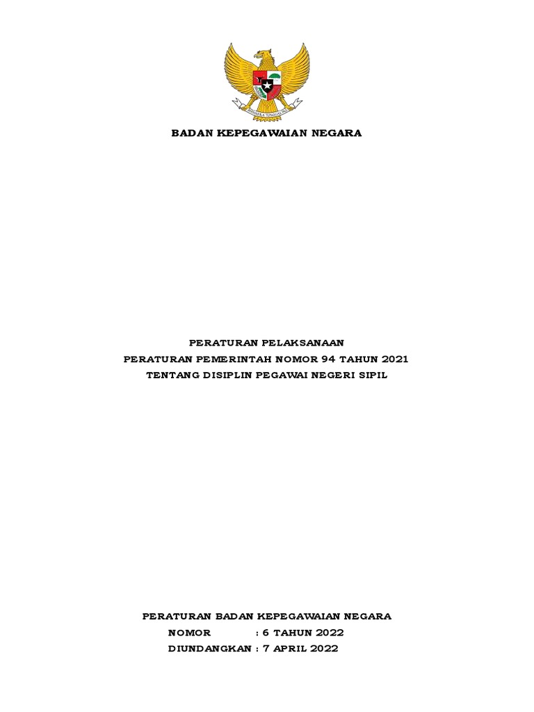 PerBKN Nomor 6 Tahun 2022 | PDF