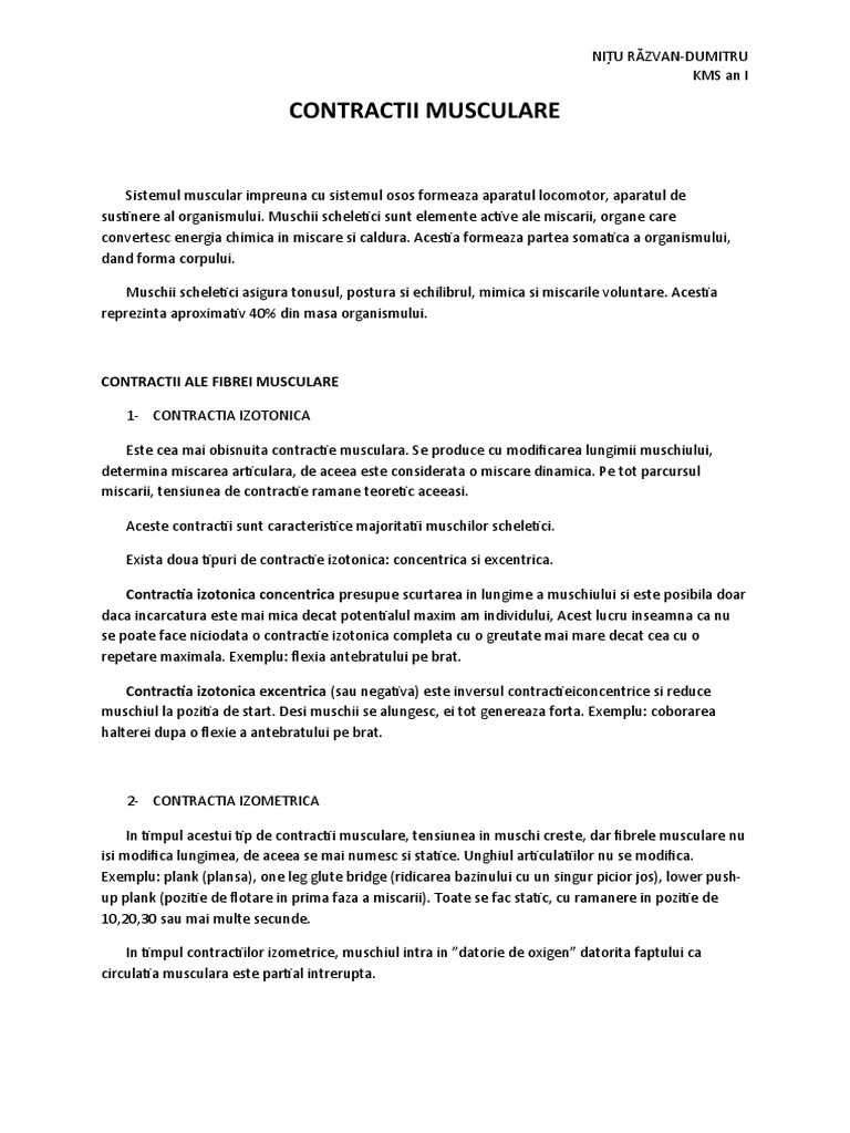 CONTRACTII MUSCULARE | PDF