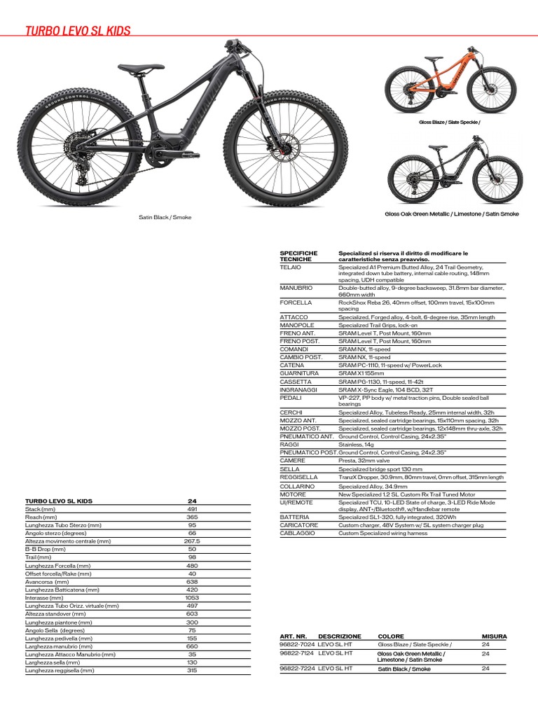 Specialized Sell Sheet Turbo Levo SL Kids | PDF
