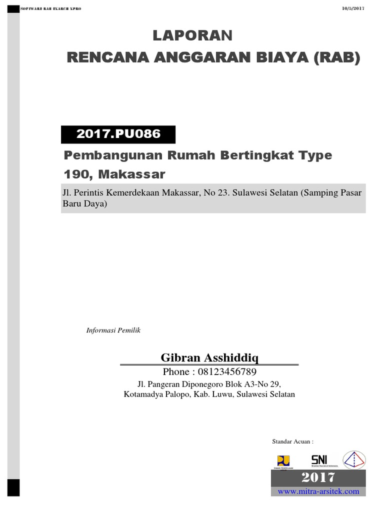 Laporan Rab Xpro 2018 Professional Version | PDF