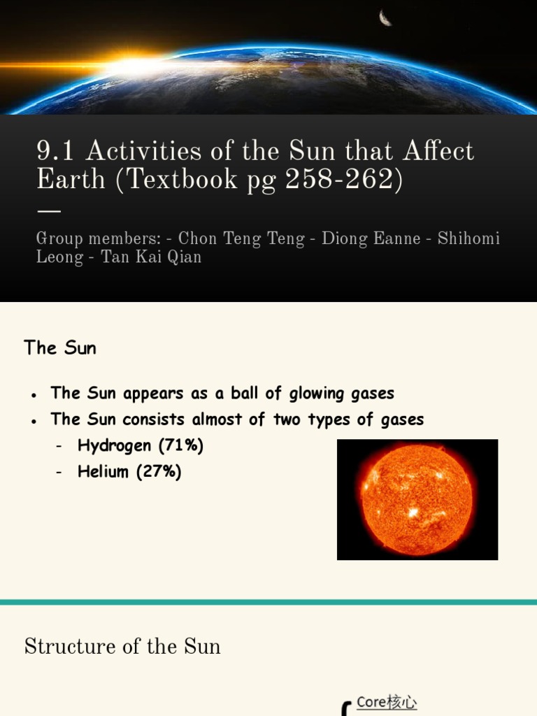Science 9.1 Activities of the Sun That Affect Earth | PDF