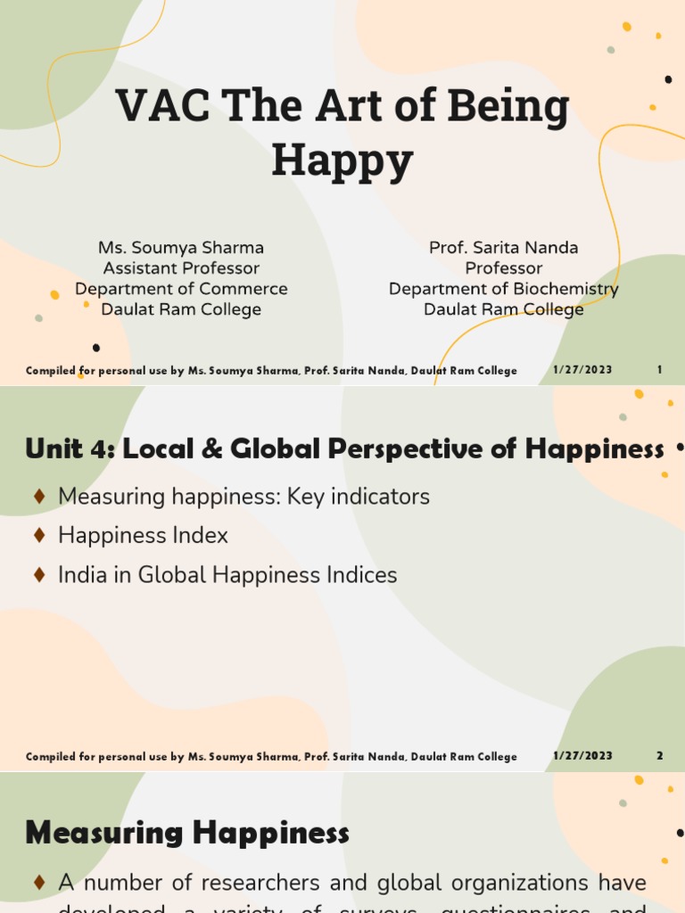 The Art Of Being Happy Ss Unit 4 Pdf Happiness Sustainability