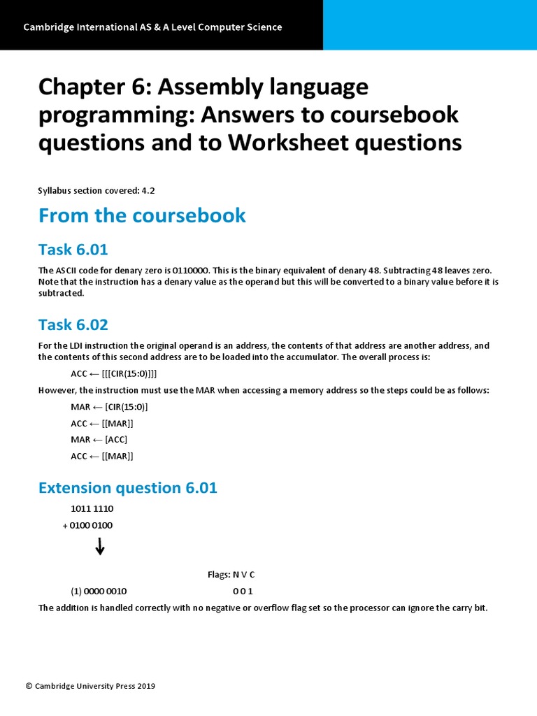 Chapter 6 Answers | Download Free PDF | Assembly Language | Computer Hardware