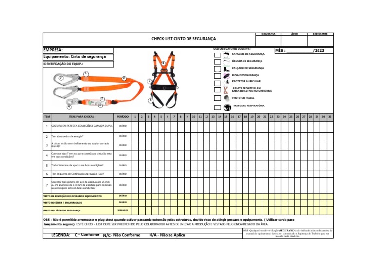 Check List Cinto | PDF