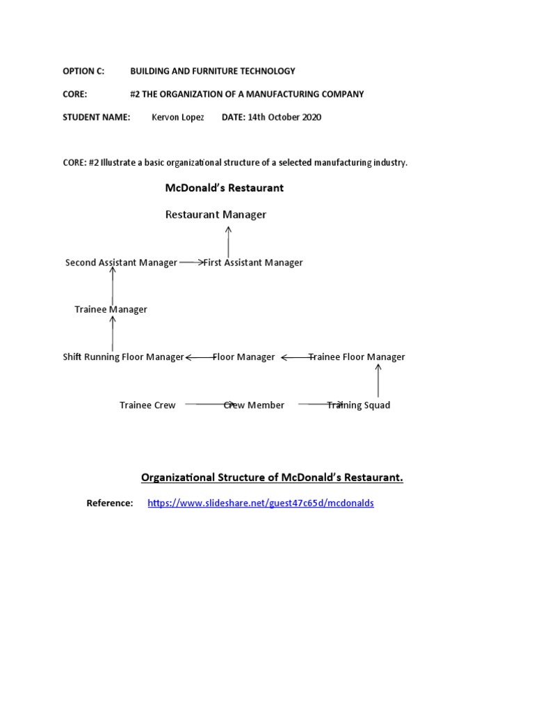 The Organizational Structure of Selected Manufacturing Company | PDF