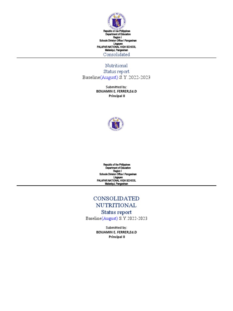 Consolidated Nutritional Status Report 2022-2023 | PDF