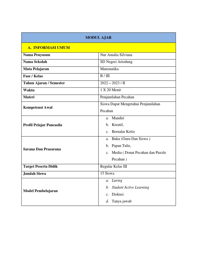 Modul Ajar PM 1 | PDF