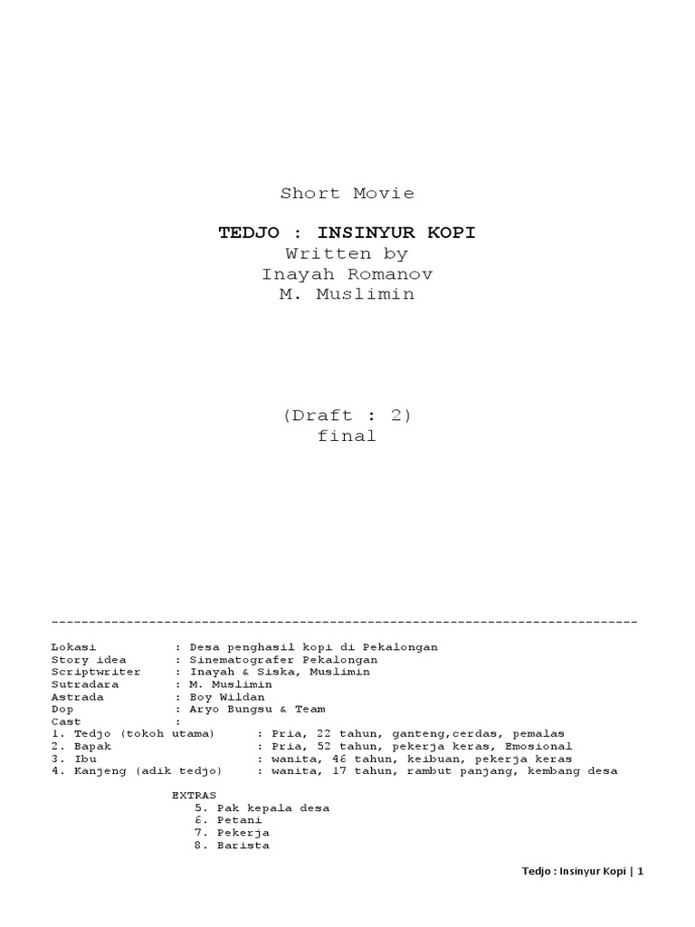 Short Movie - Insinyur Kopi - Draft 2 | PDF