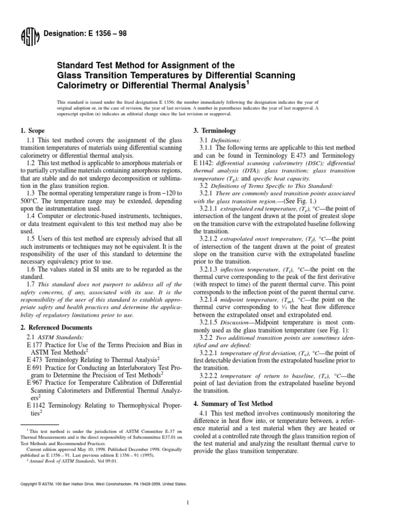 Astm E1356-98 | PDF