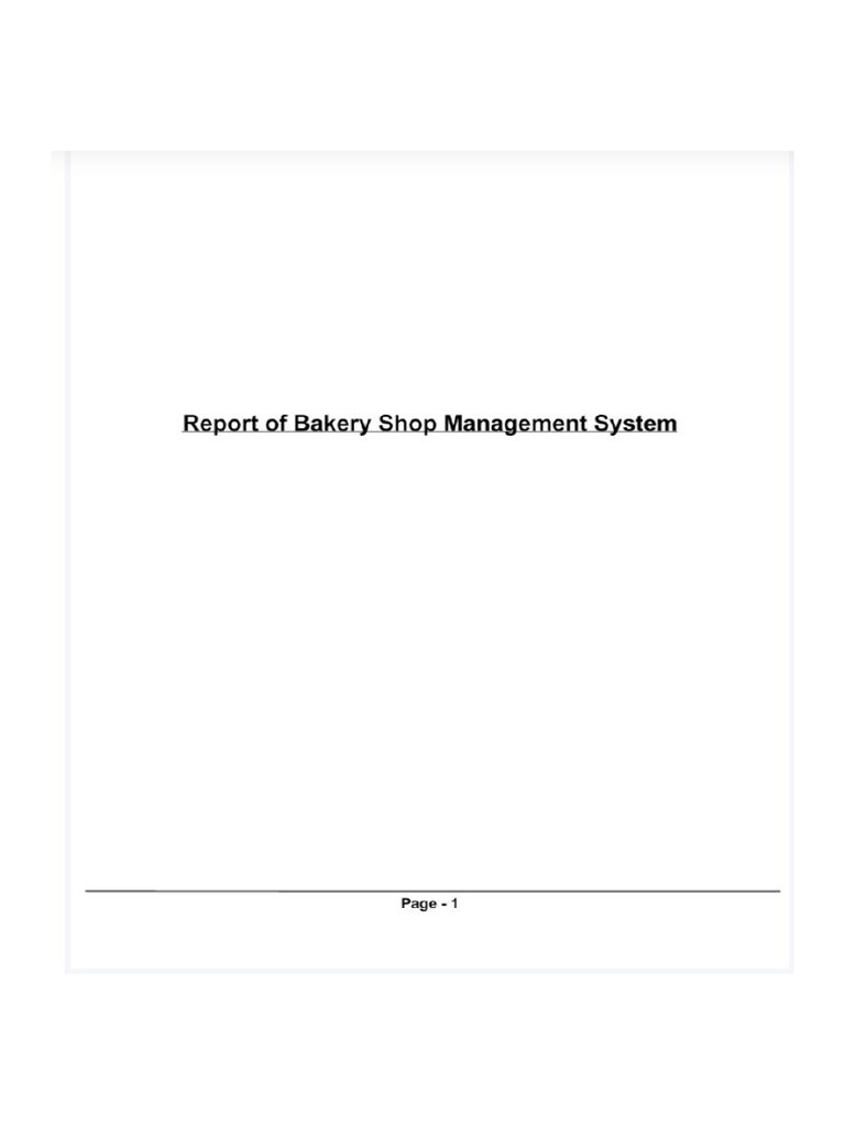 Bakery Shop Project Report Pdf