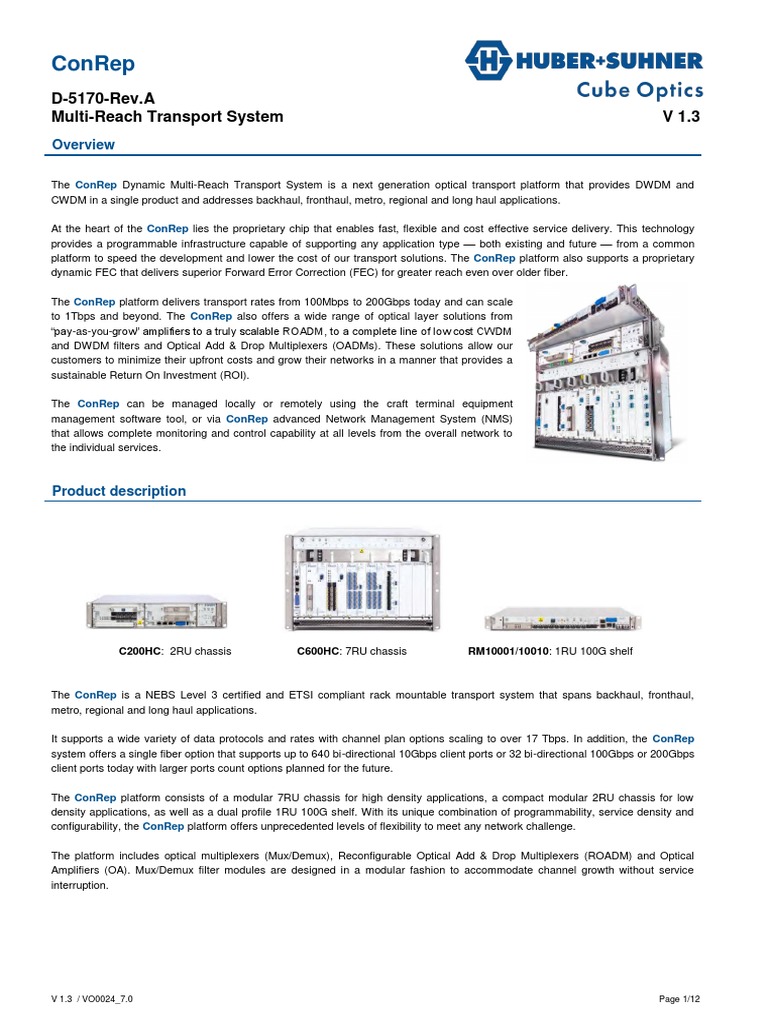 D-5170 ConRep Multi-Reach Transport | PDF | Wavelength Division ...