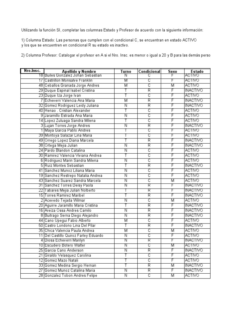 Practica Calificada de 4 Sec Funcion Si | PDF