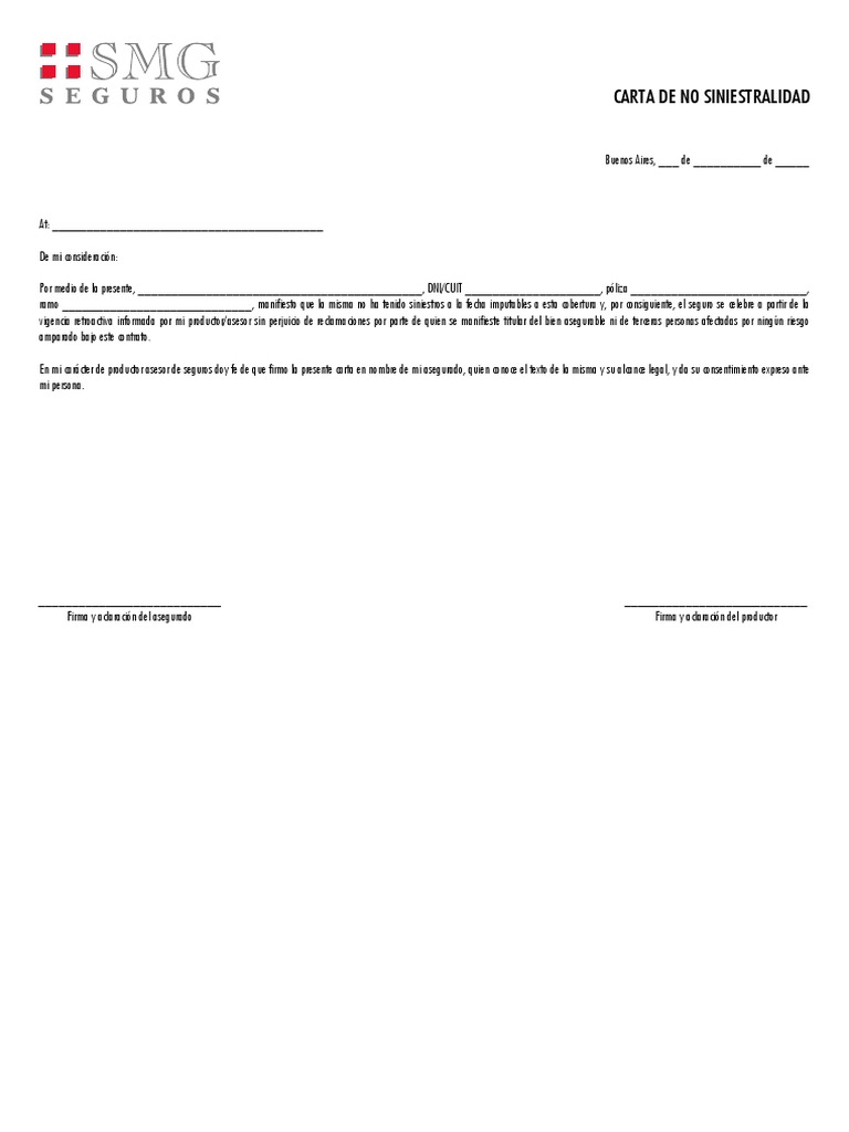 Carta No Siniestralidad | PDF